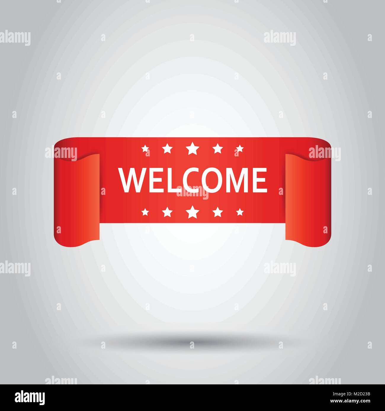 Welcome ribbon vector icon. Hello sticker label on white background ...