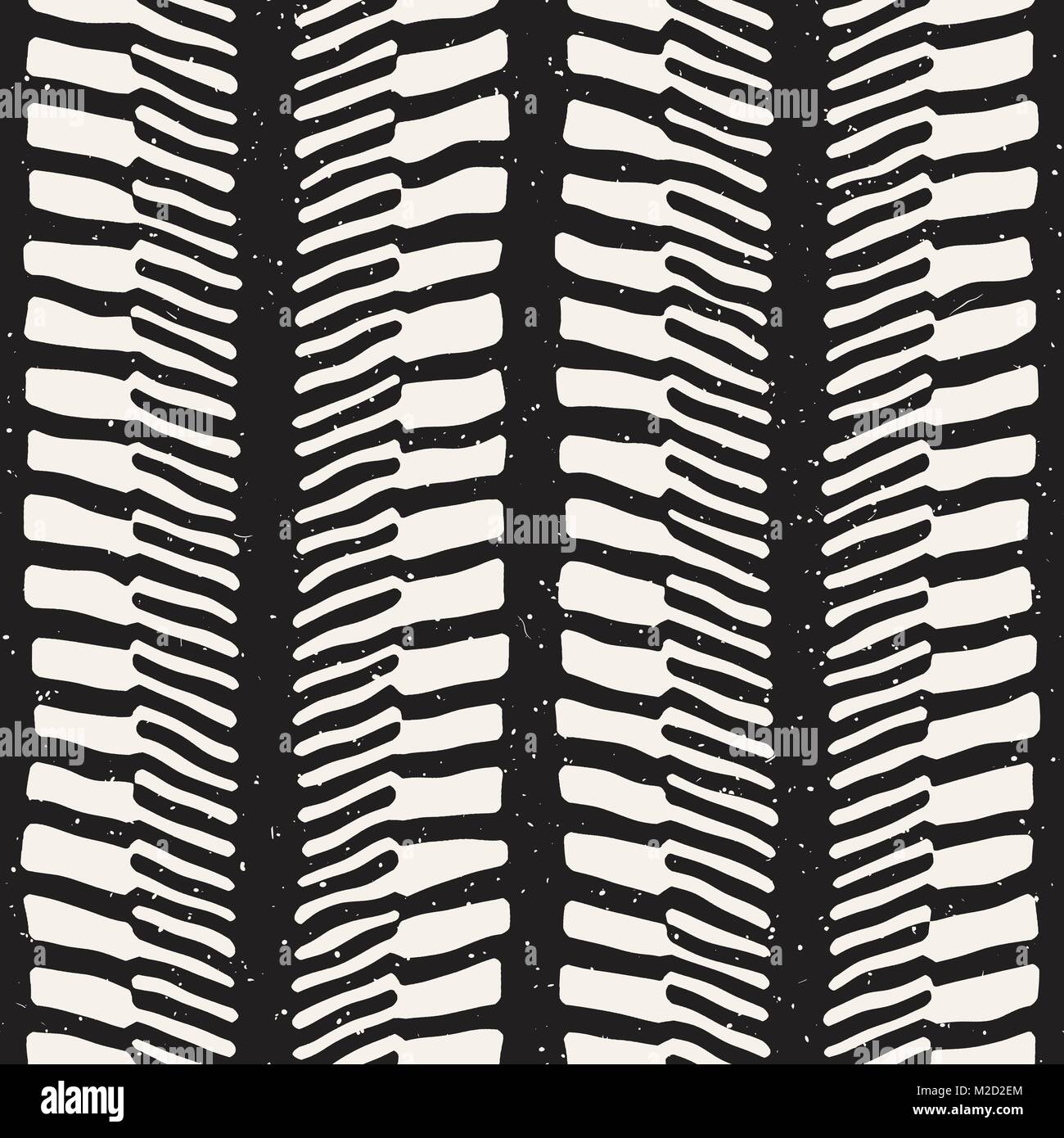 Hand Drawn Style Seamless Pattern Abstract Geometric Tiling Background In Black And White