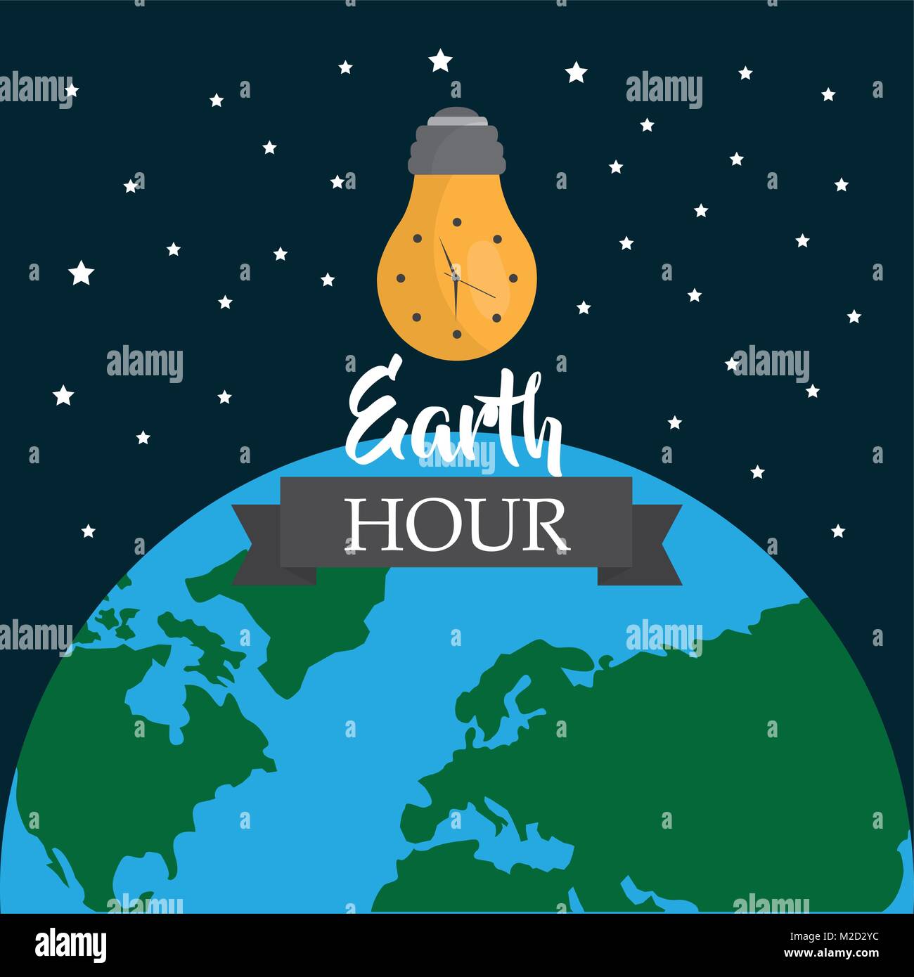 earth hour light bulb environment world map stars Stock Vector Image ...