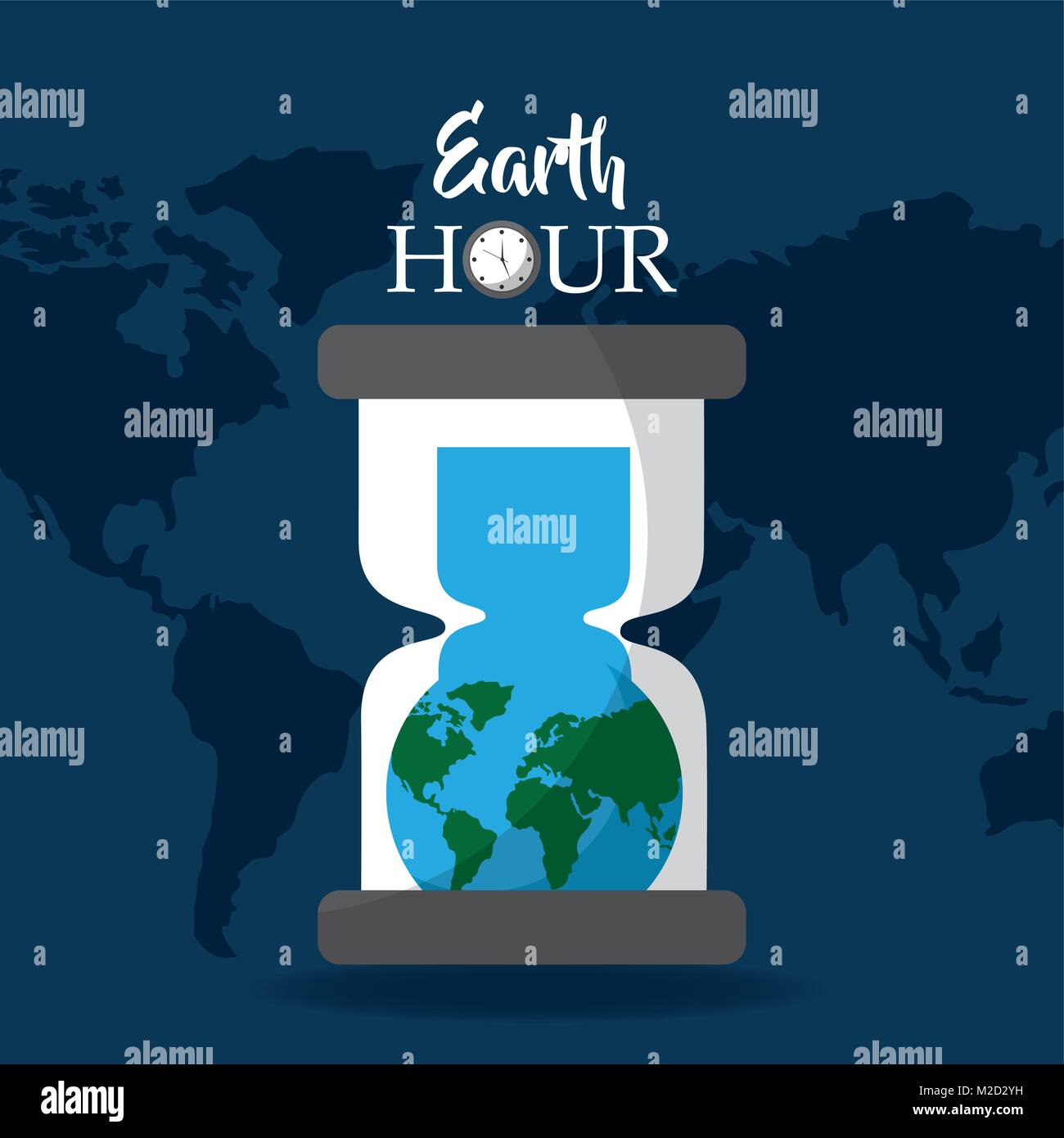 earth hour globe inside hourglass clock map background Stock Vector ...