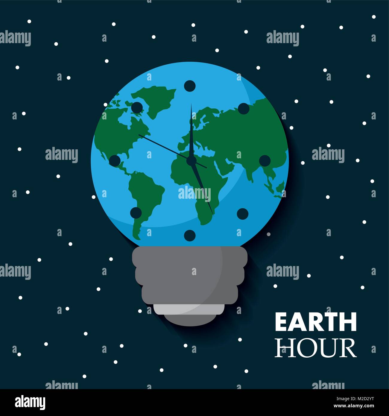 earth hour globe map bulb clock celebration annual Stock Vector Image ...