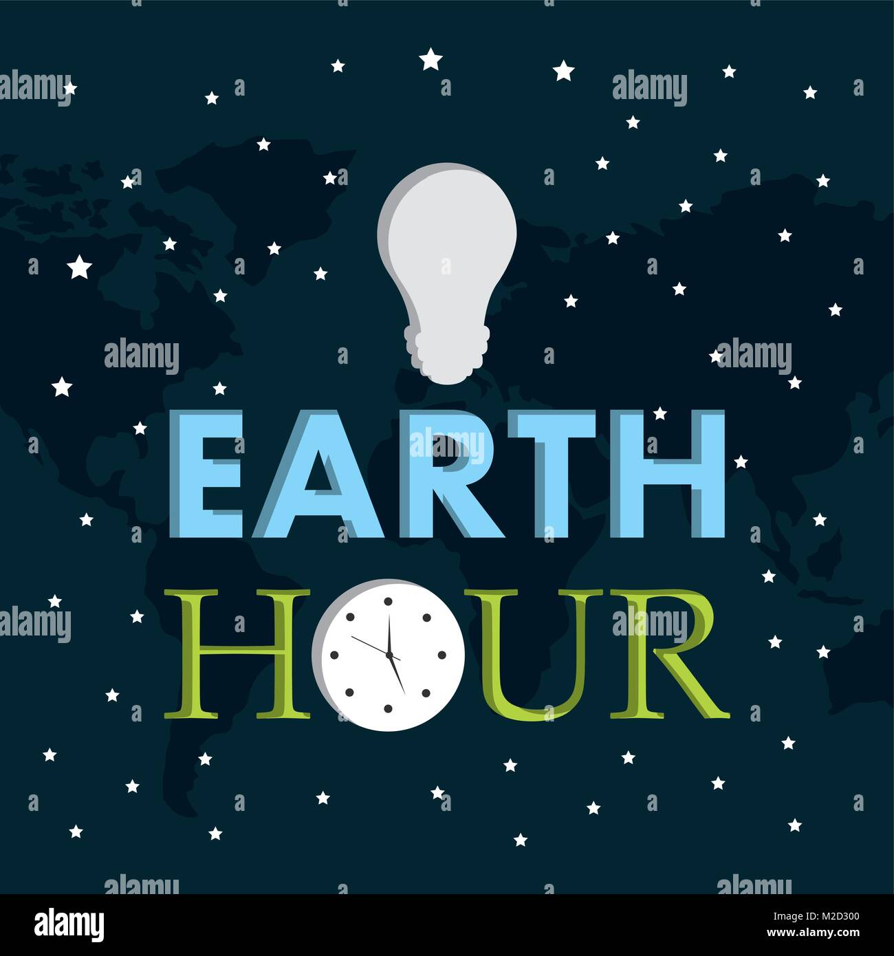 earth hour light bulb clock starry dark background Stock Vector Image ...