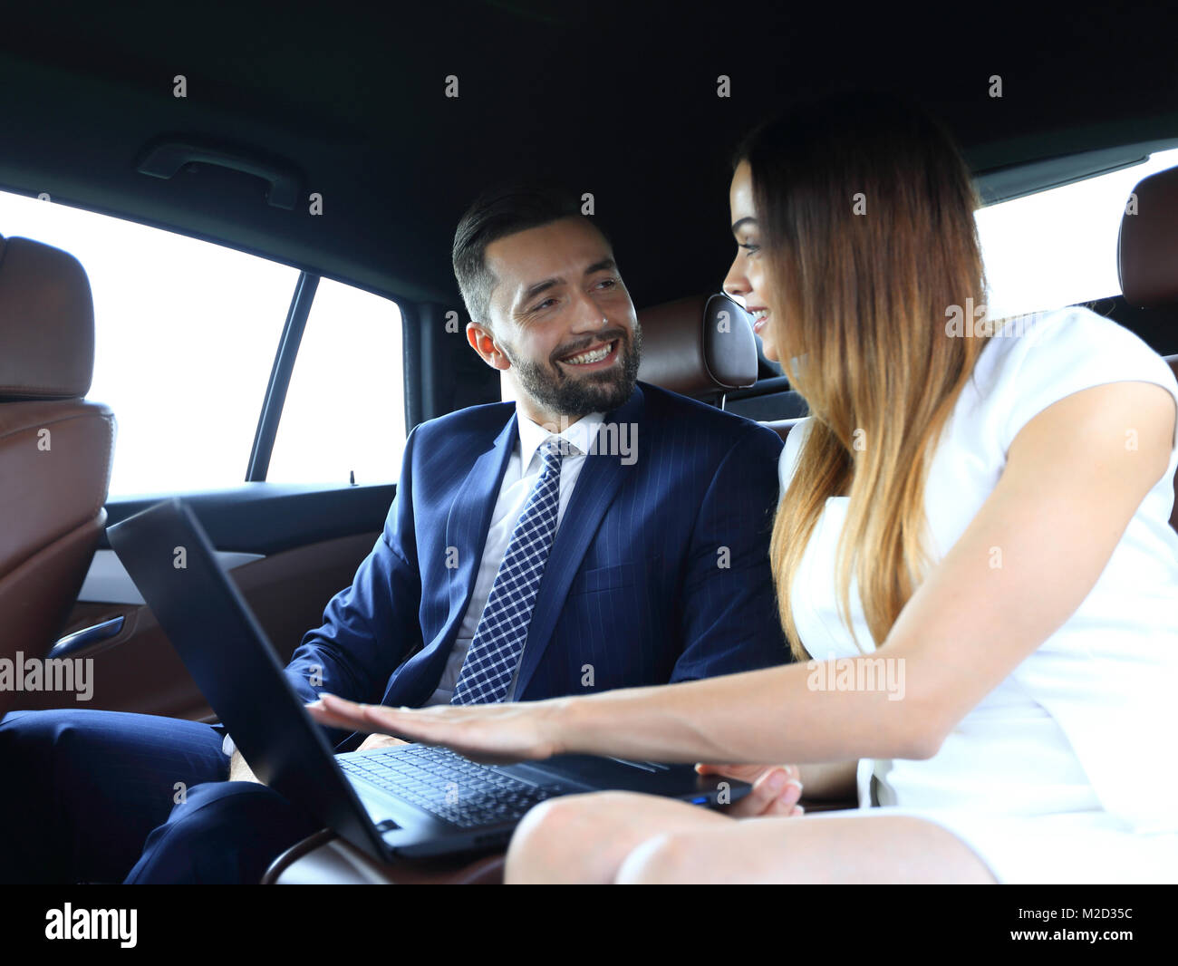 Business People Meeting Working Car Inside Stock Photo - Alamy