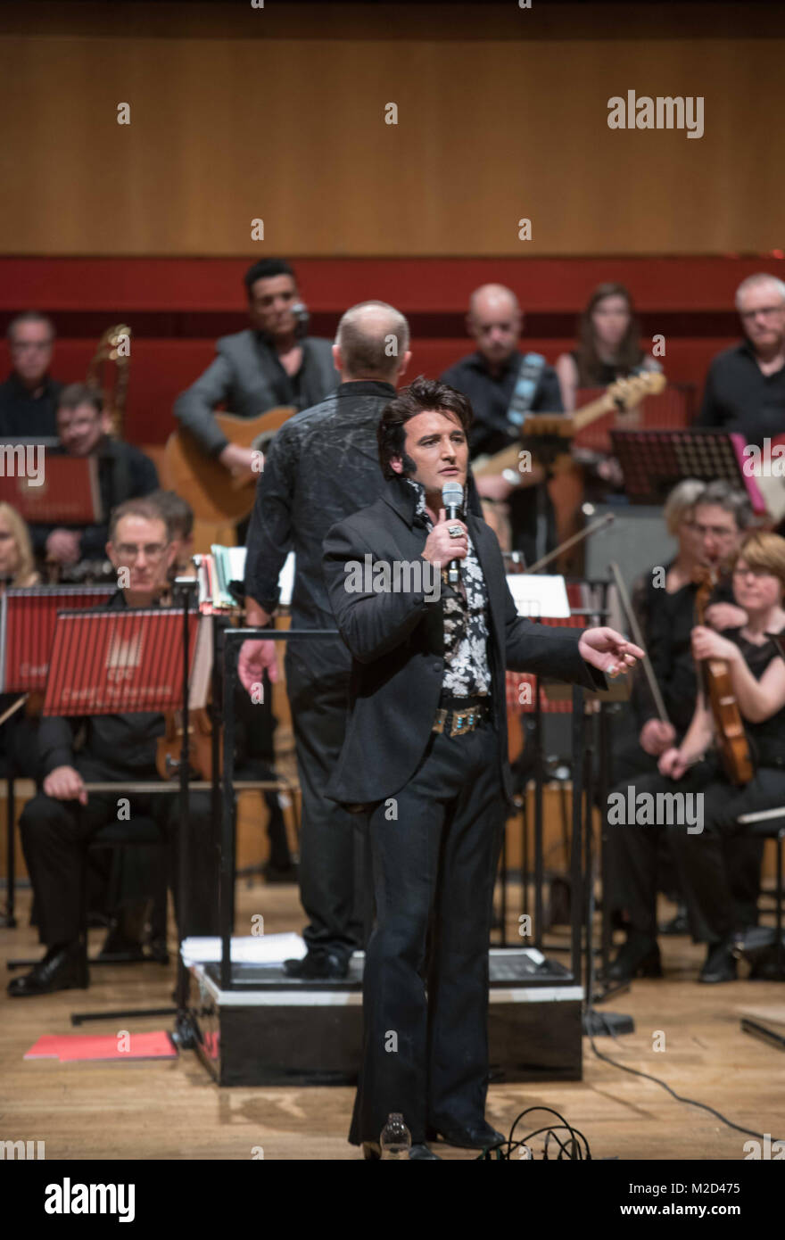 St Davids hall, Cardiff, Wales, Januray 14th 2018, Elvis impersonator ...