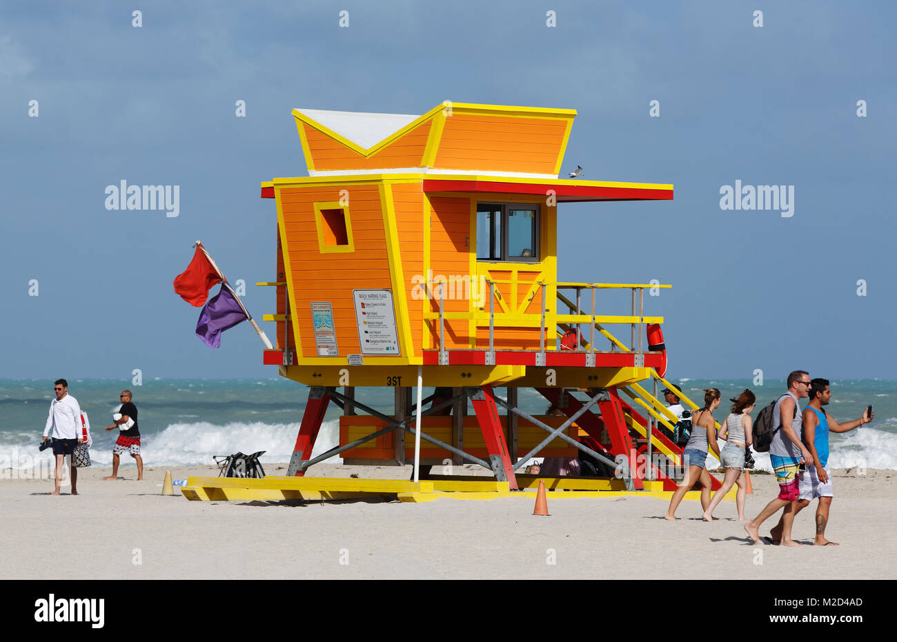 Lifeguard station, South Beach, Miami, Florida Stock Photo - Alamy