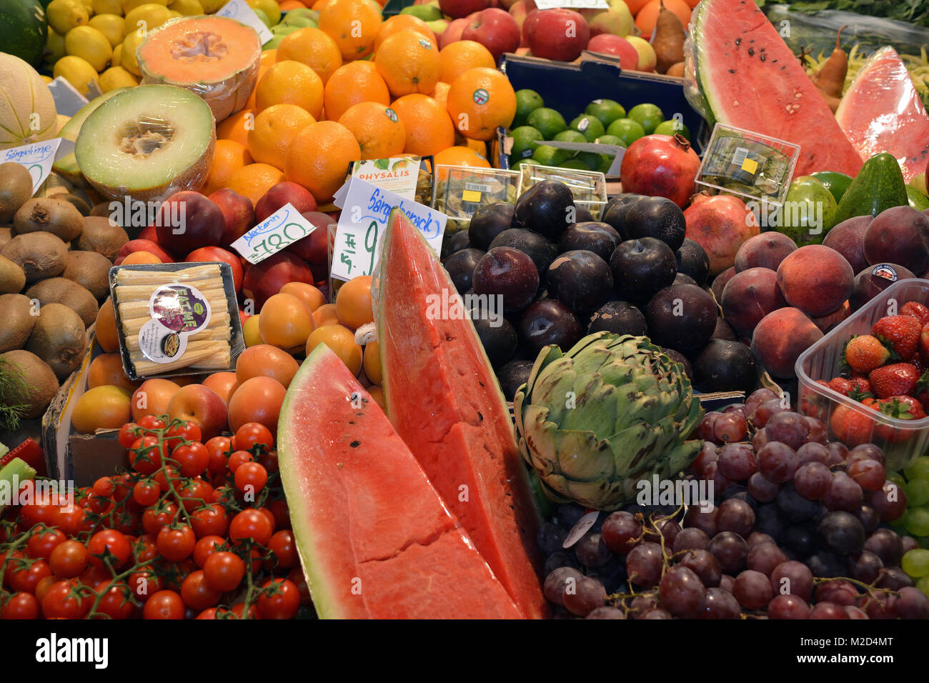 Fruits and Vegetables in the market hall of Budapest - Hungary Stock ...