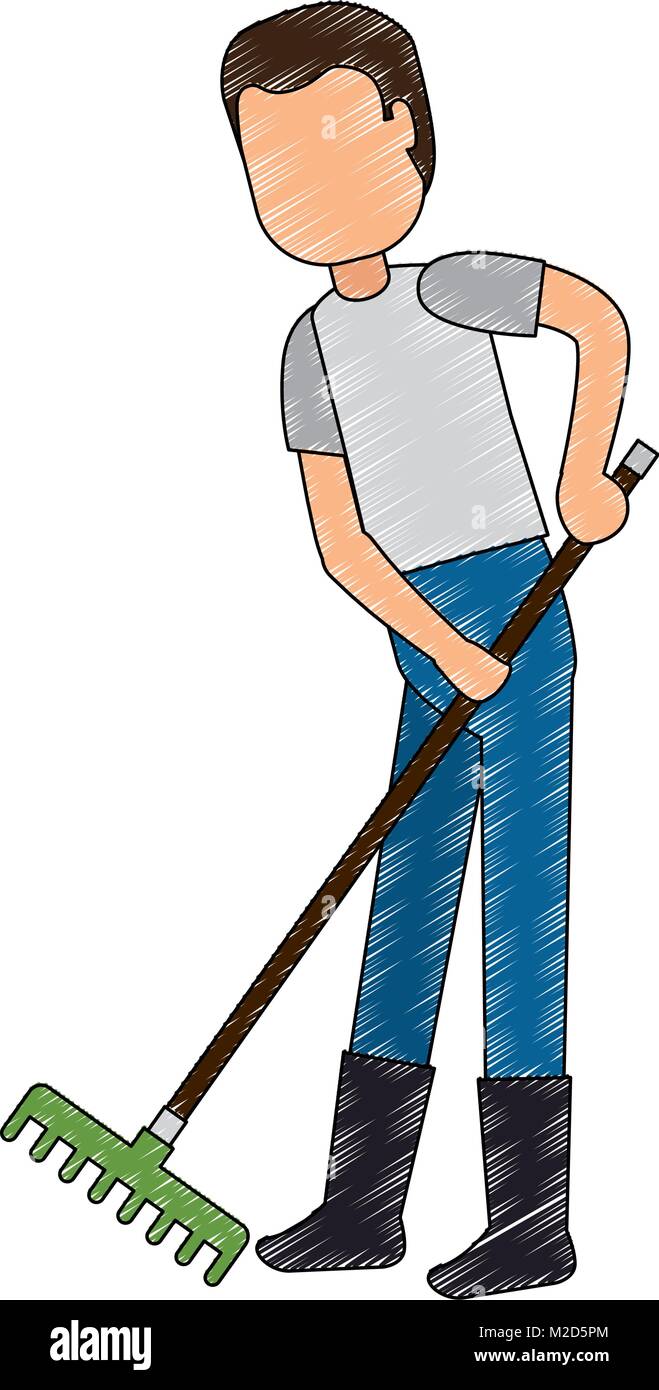 man gardener with rake avatar character Stock Vector Image & Art - Alamy