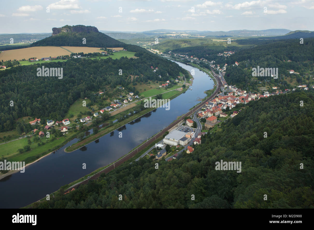 The village of Königstein on the Elbe River pictured from the ...