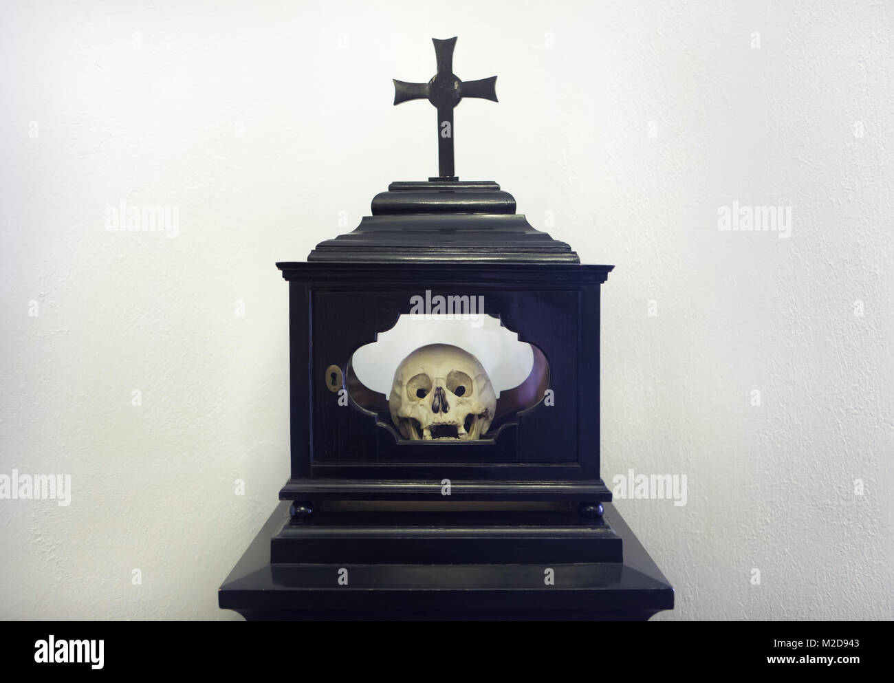 Wooden shrine with a skull of Countess Maria Eleonora Katharine von ...