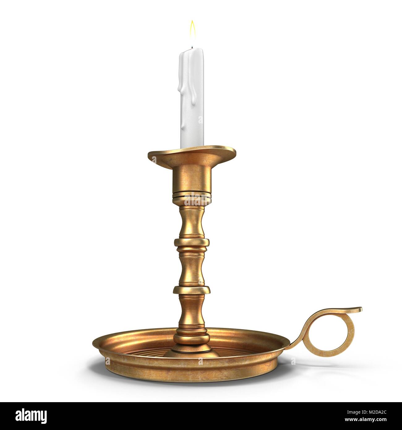 Antique Brass Candle Holder on white. 3D illustration Stock Photo - Alamy