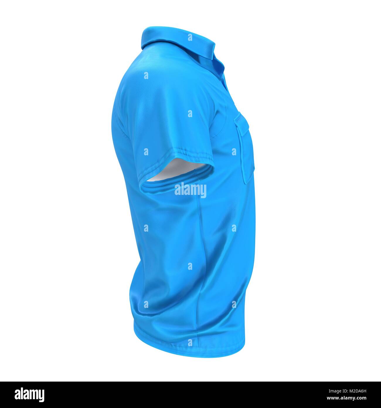 Blue Pocket T-Shirt on white. Side view. 3D illustration Stock Photo ...