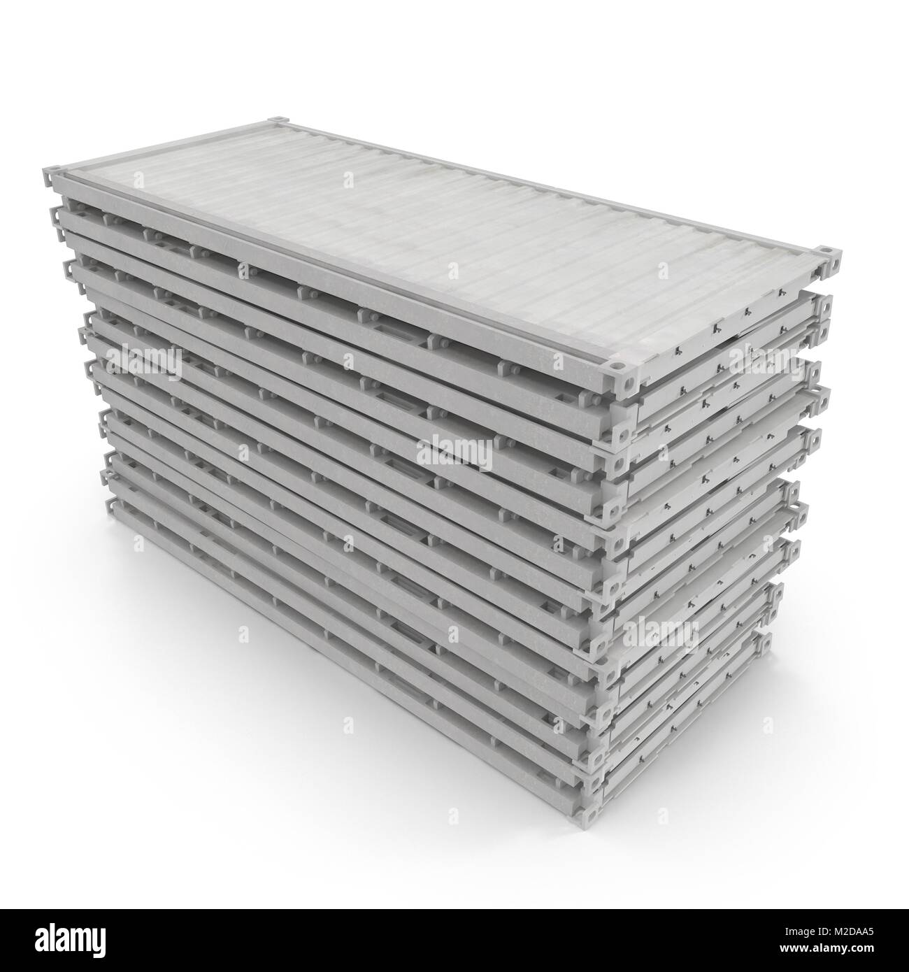 Folded Collapsible ISO Containers Stack isolated on white. 3D ...