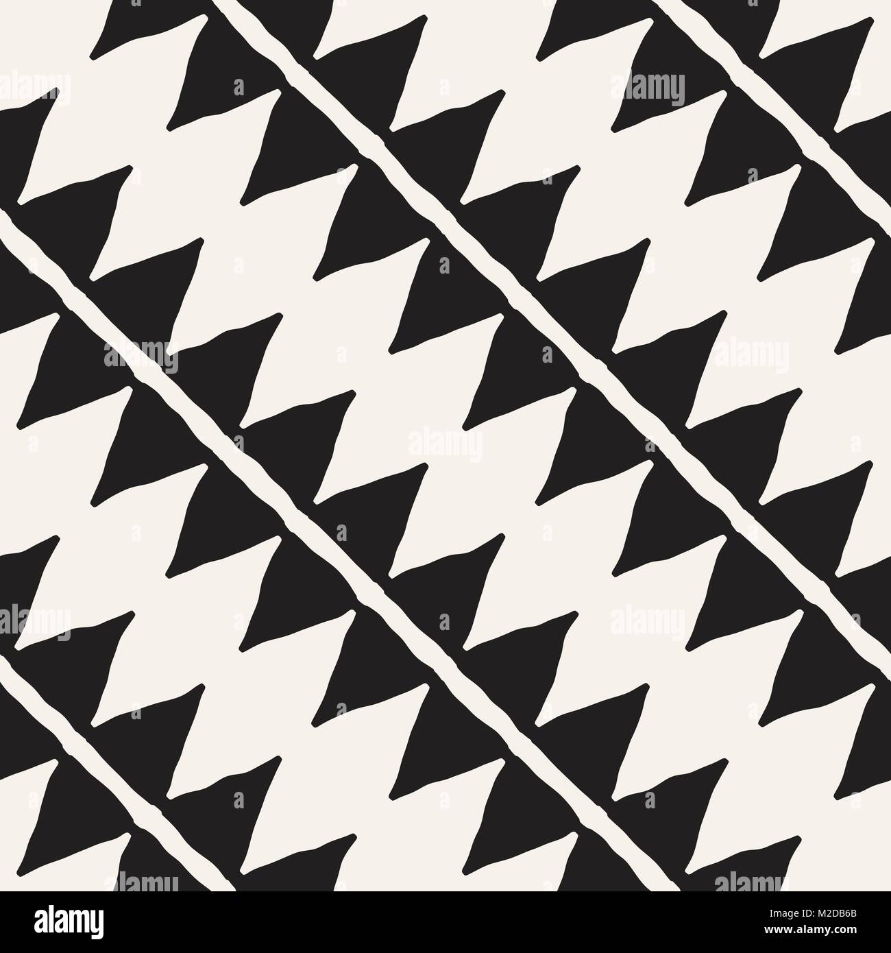 Hand drawn style abstract seamless pattern in black and white. Retro ...