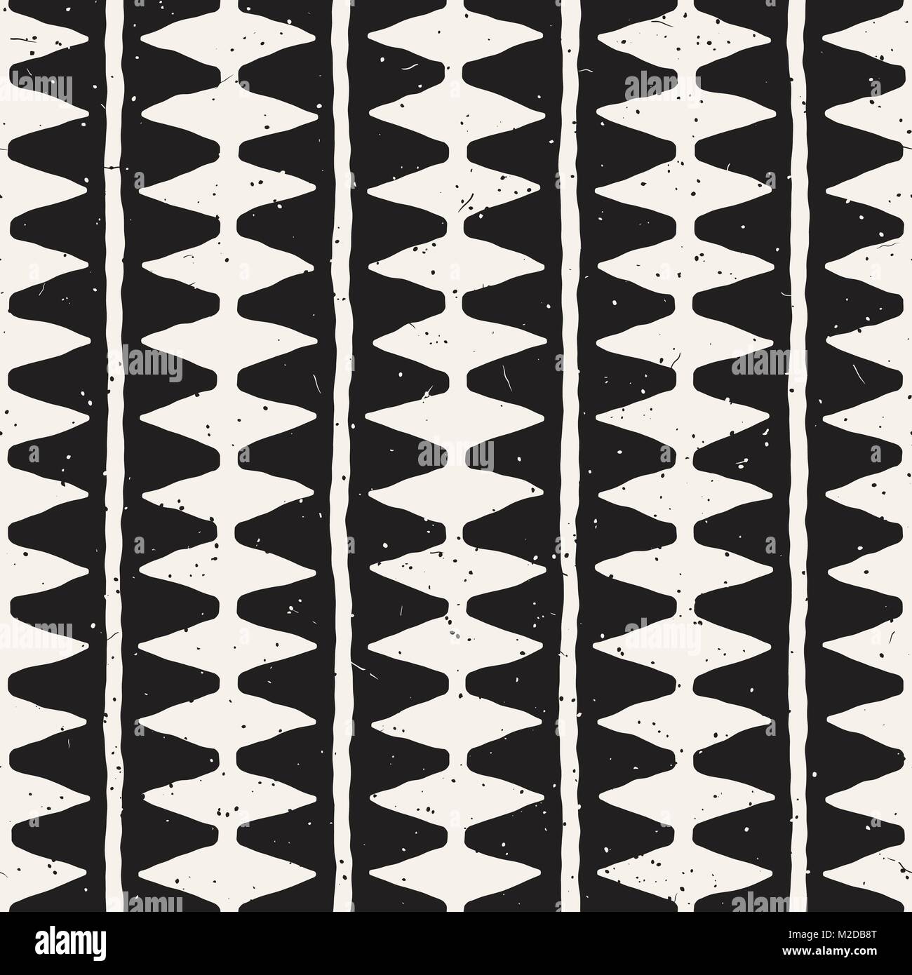 Hand drawn style abstract seamless pattern in black and white. Retro ...