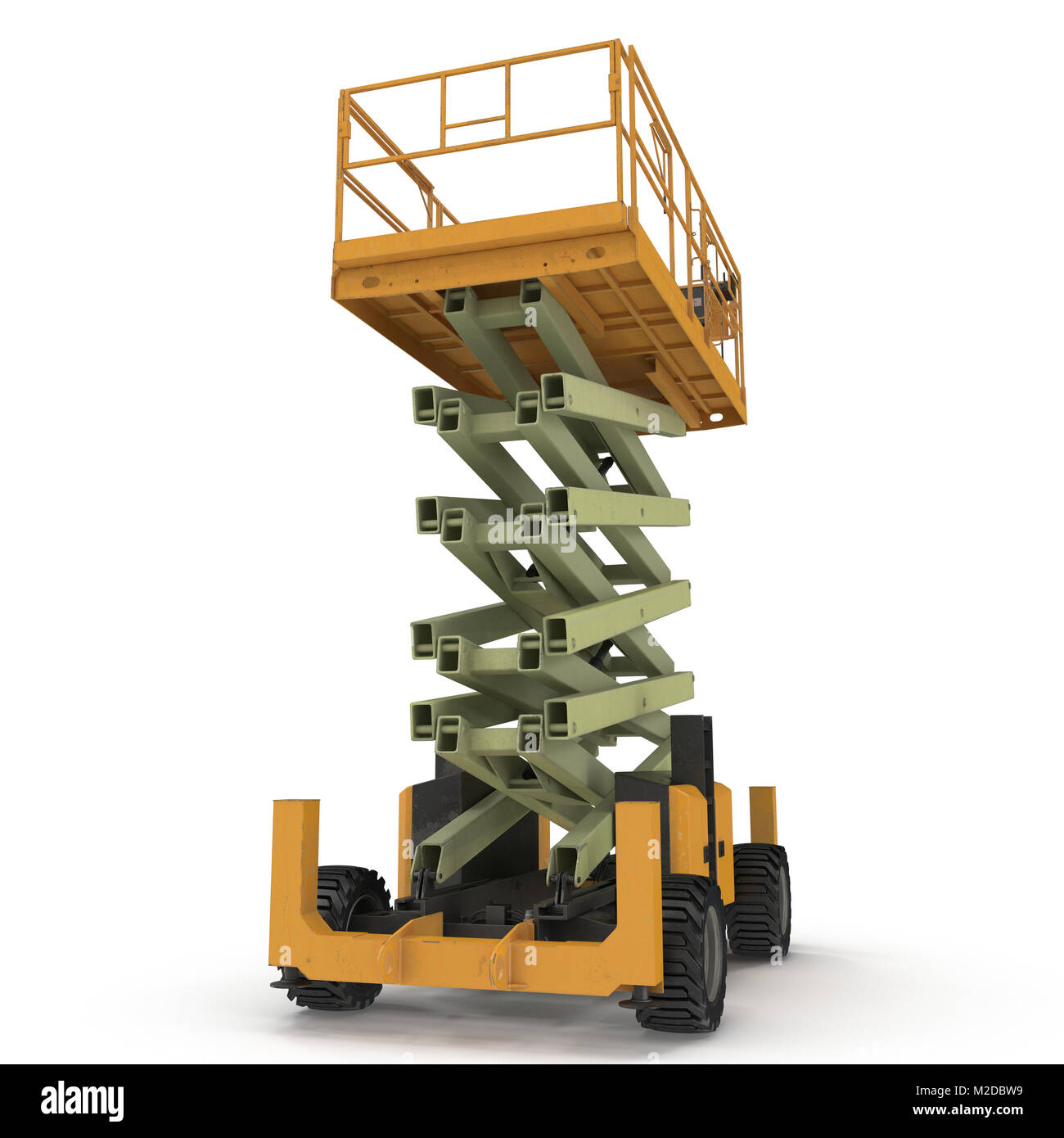 Engine Powered Scissor Lift on white. 3D illustration Stock Photo - Alamy