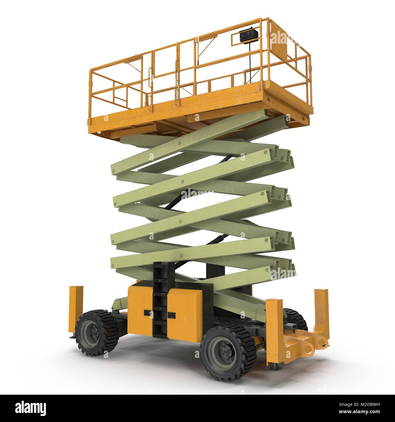 Engine Powered Scissor Lift on white. 3D illustration Stock Photo - Alamy