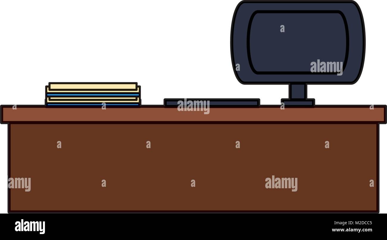 desk with computer Stock Vector Image & Art - Alamy