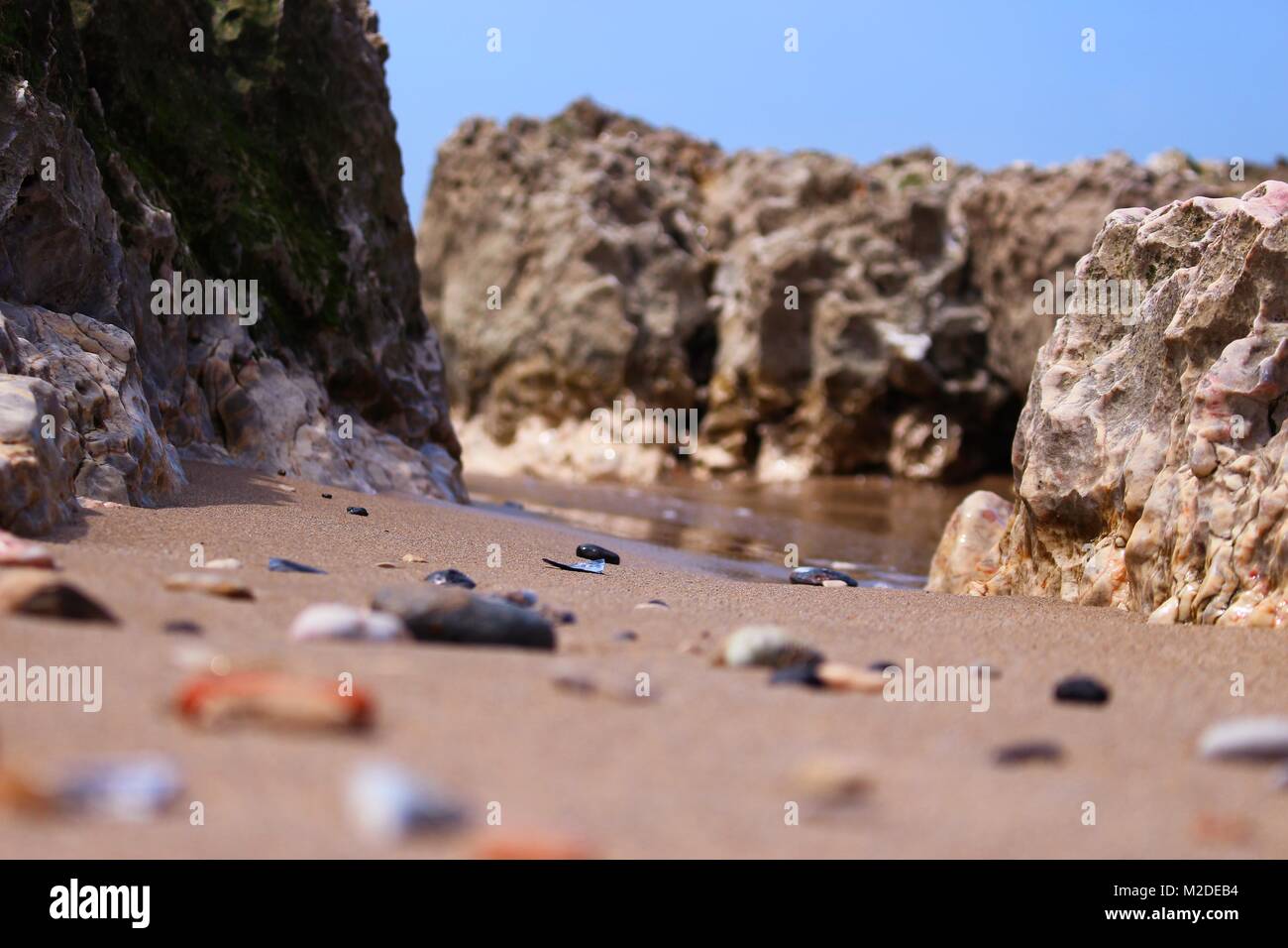 Beautiful view of a beach surface level Stock Photo - Alamy