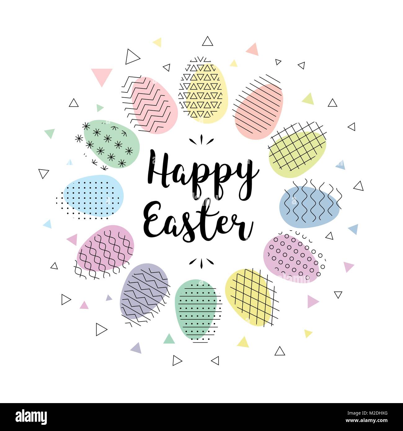 Happy Easter. Hand lettering script over abstract background with ...