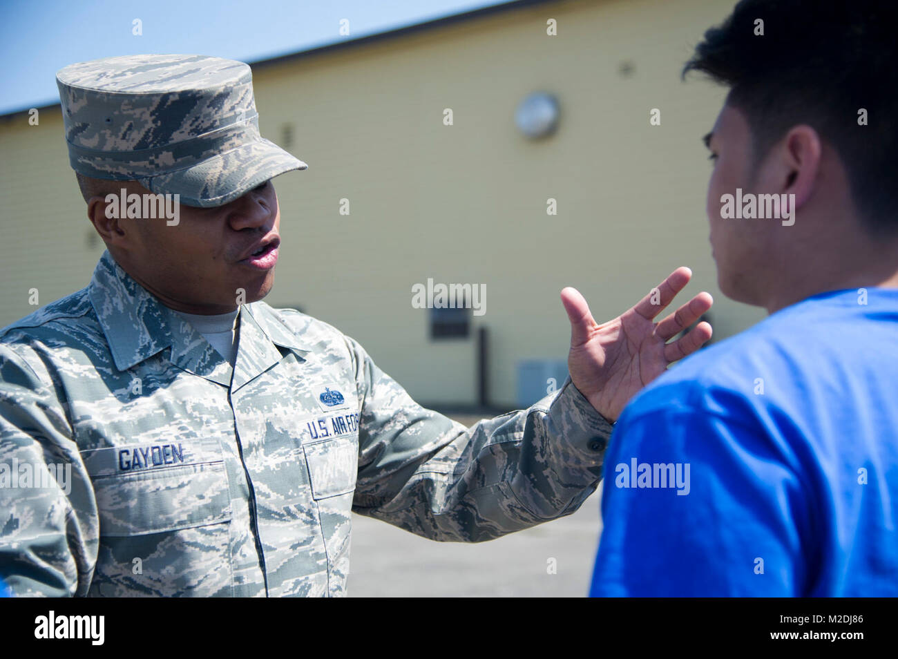 Tech. Sgt. Marc Gayden, Beale Honor Guard team lead, speaks to a ...