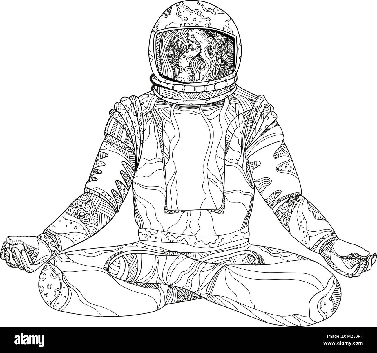 Mandala art illustration of an astronaut, cosmonaut or spaceman sitting ...