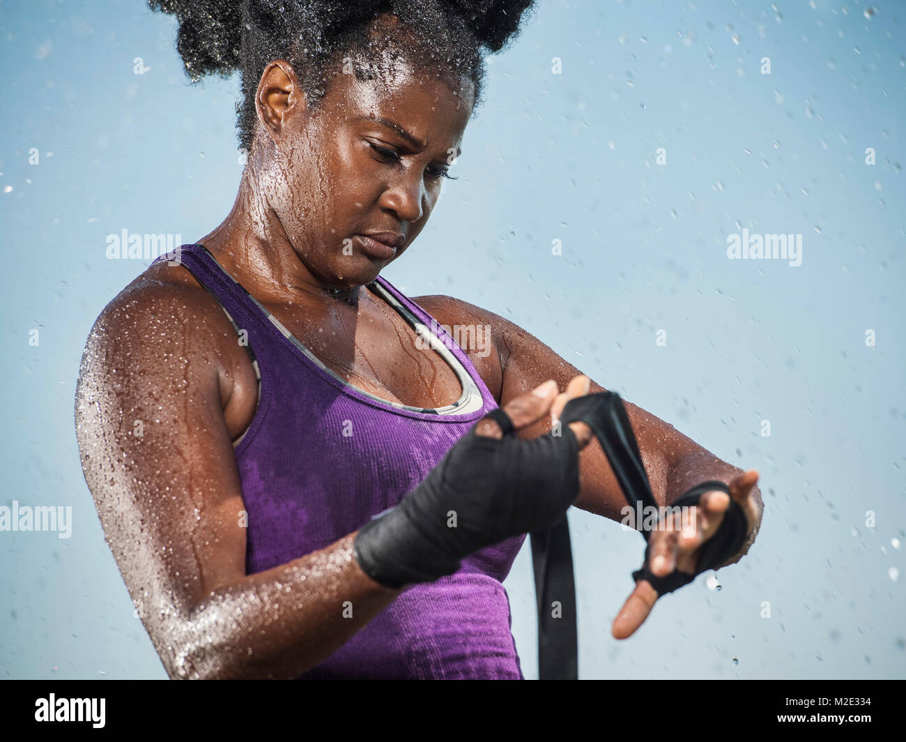 African american athlete sweating hi-res stock photography and images ...