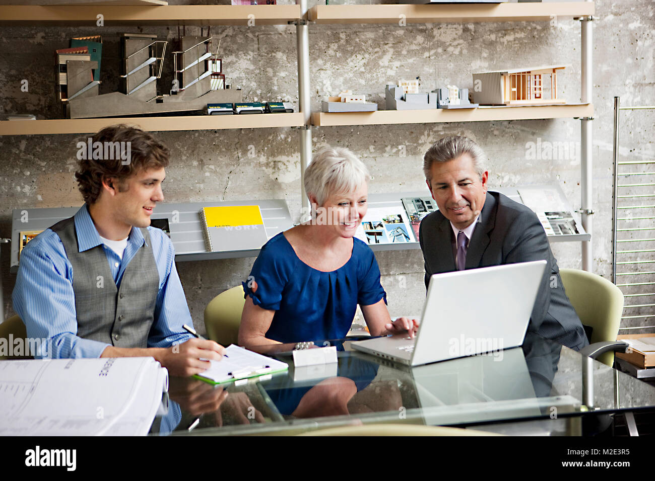 Business people using laptop in office Stock Photo - Alamy