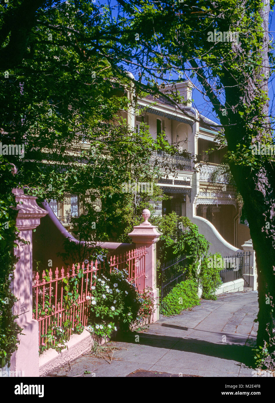 A street scene including historic terrace houses in Oatley Road in ...
