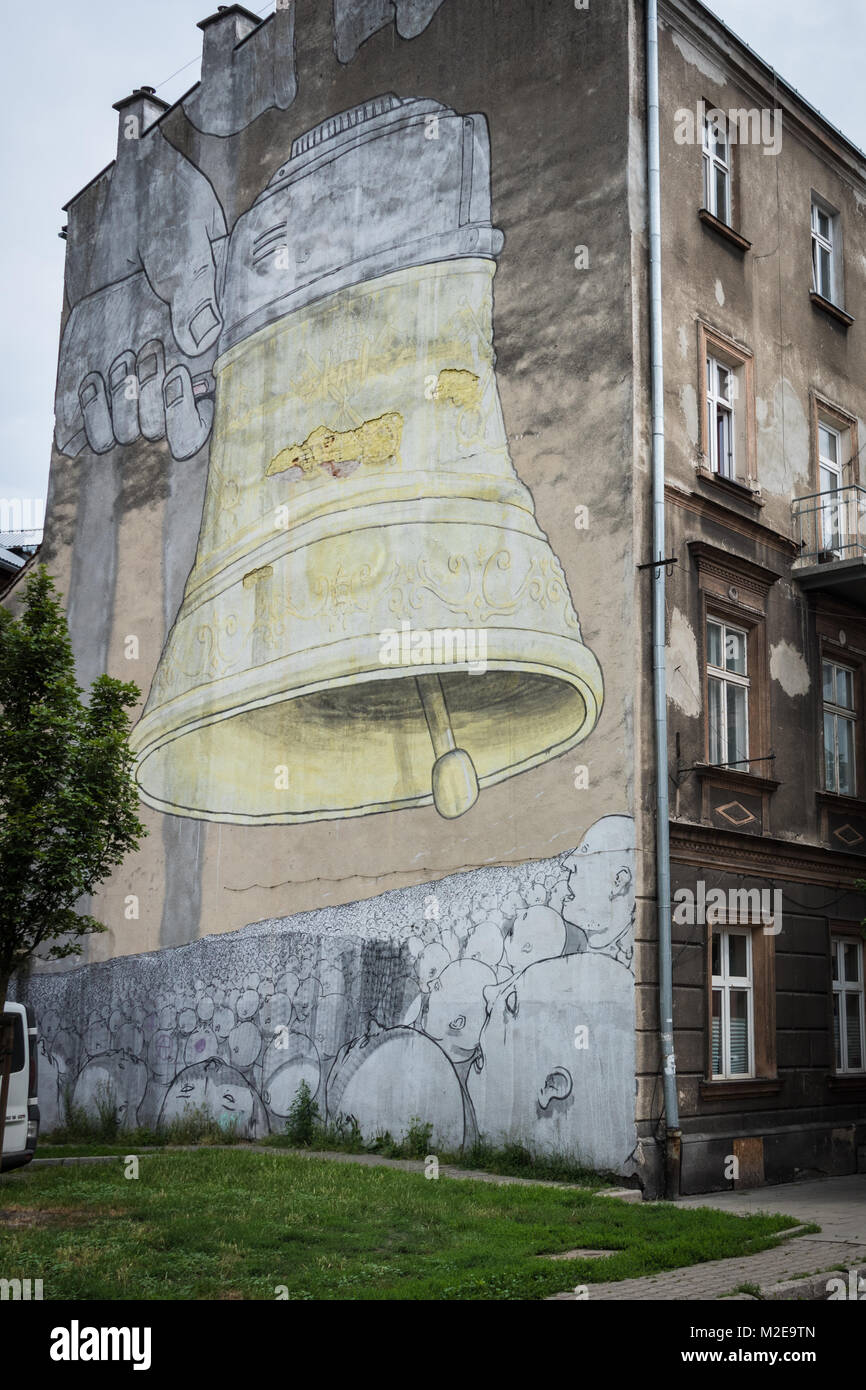 Mural of Bell, Jewish Quarter, Krakow, Poland Stock Photo - Alamy