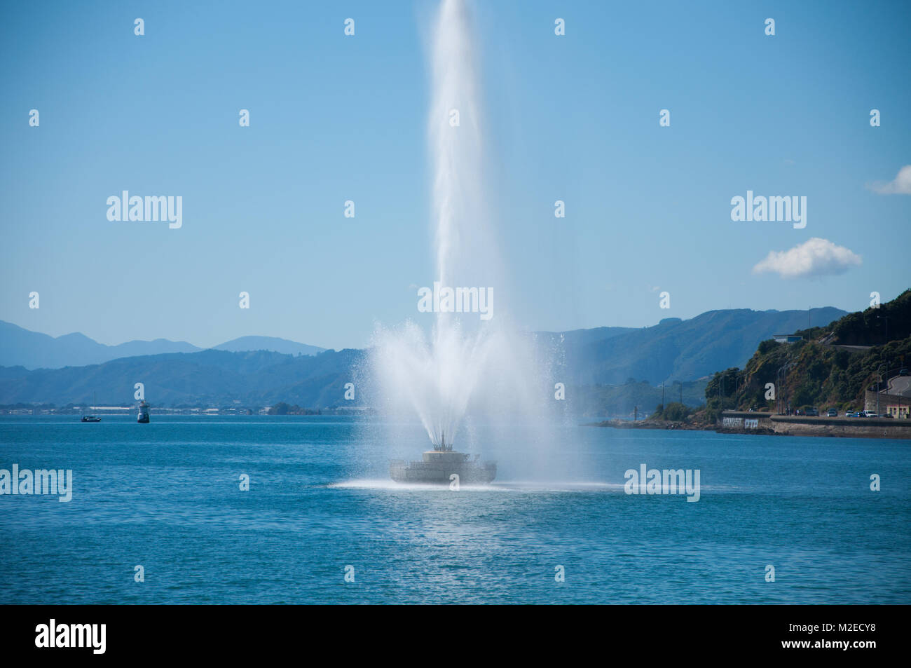 Wellington Harbour Fountain Stock Photo - Alamy