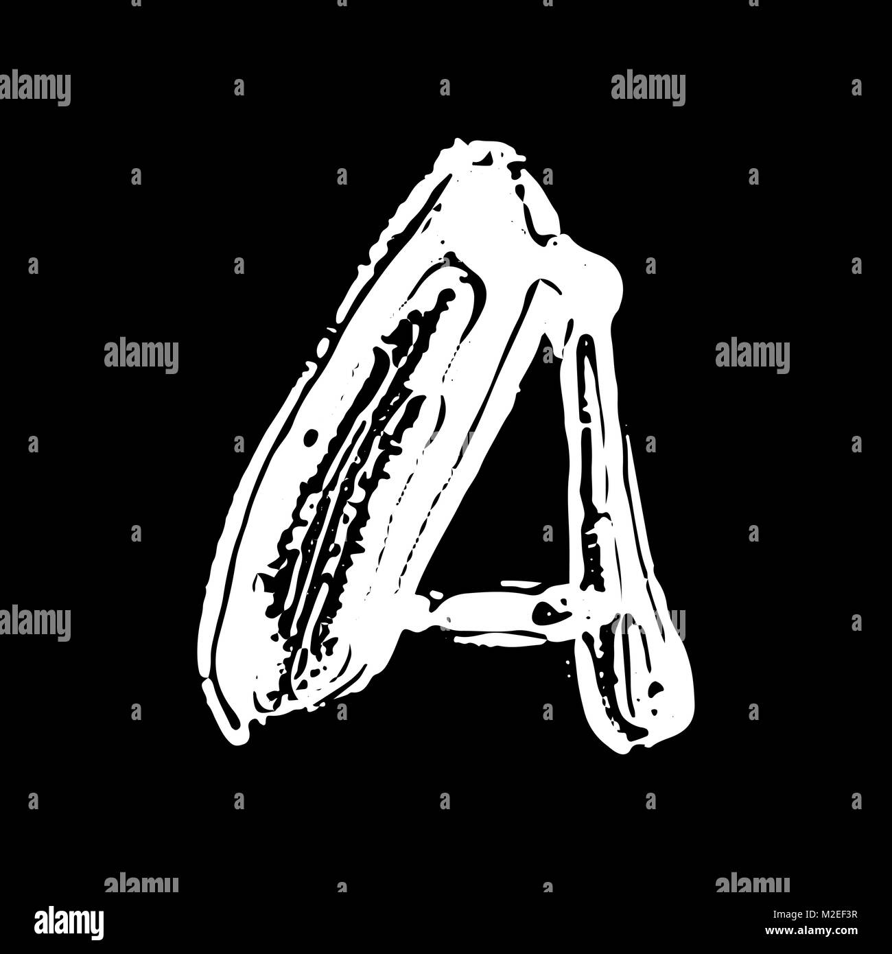 Letter A. Handwritten by dry brush. Rough strokes textured font. Vector ...
