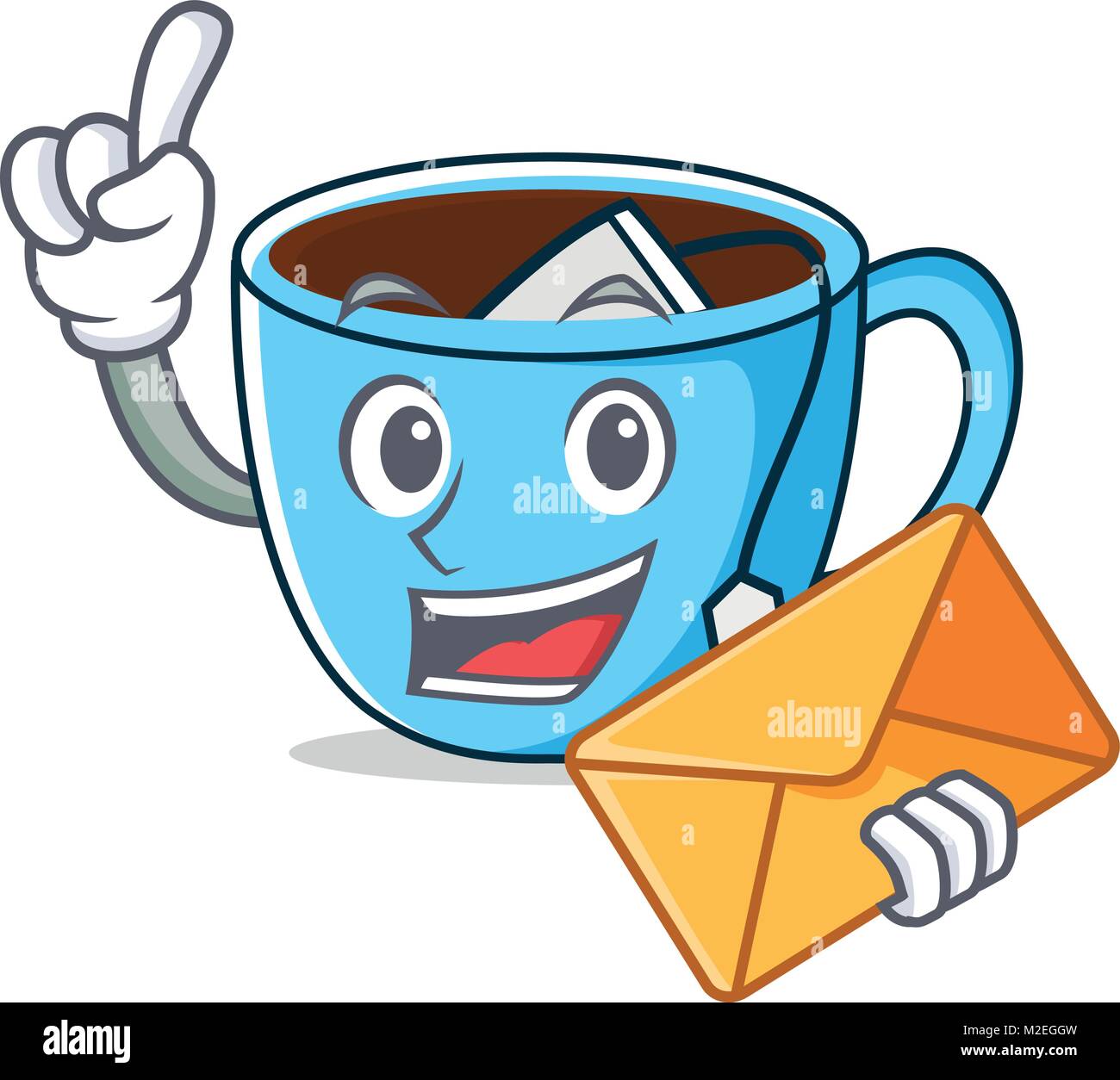 With envelope tea cup character cartoon Stock Vector Image & Art - Alamy