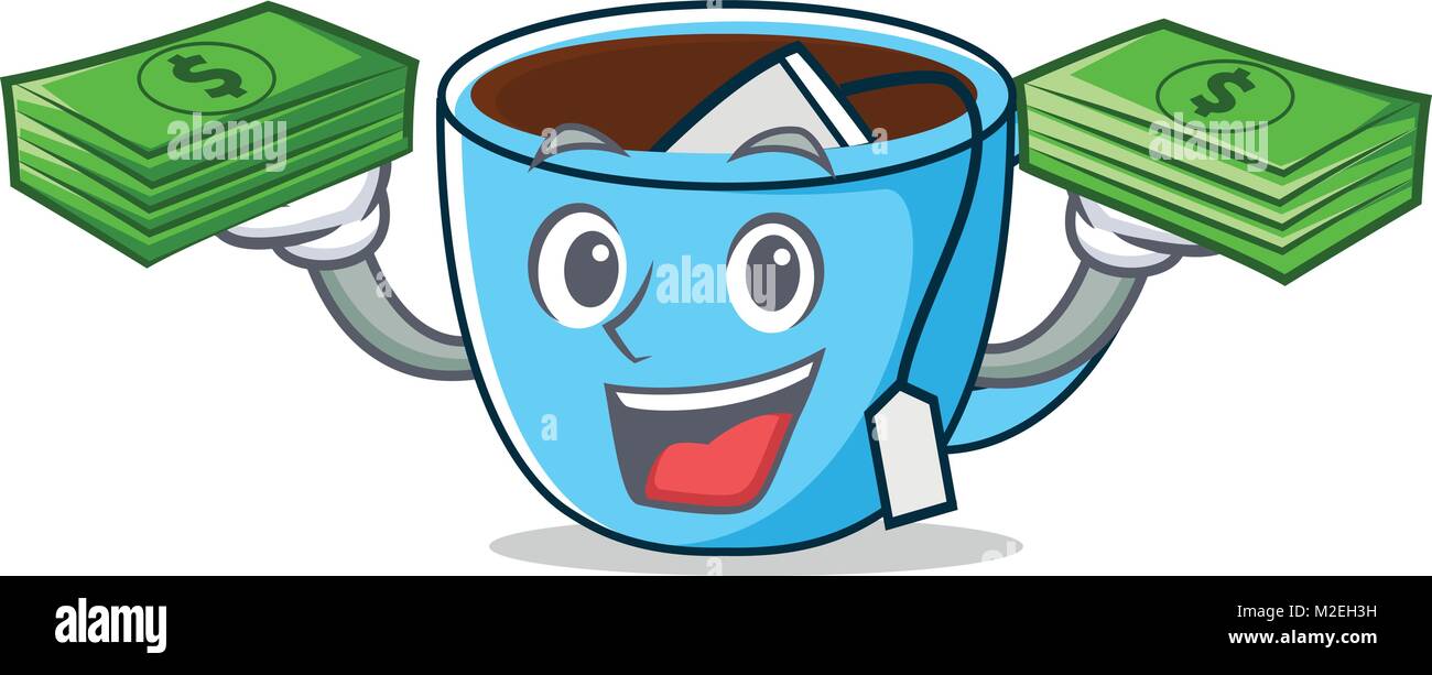 With money tea cup mascot cartoon Stock Vector Image & Art - Alamy