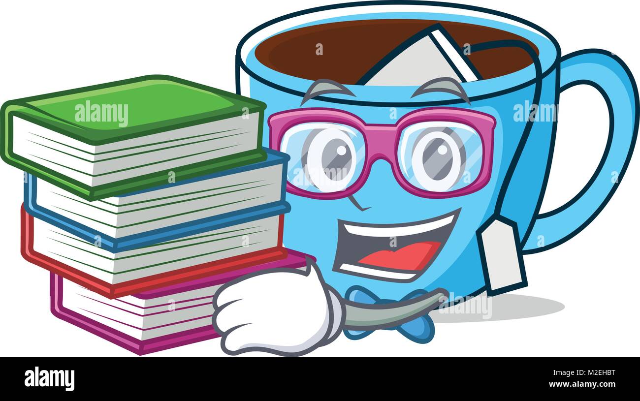 Student with book tea cup mascot cartoon Stock Vector Image & Art - Alamy