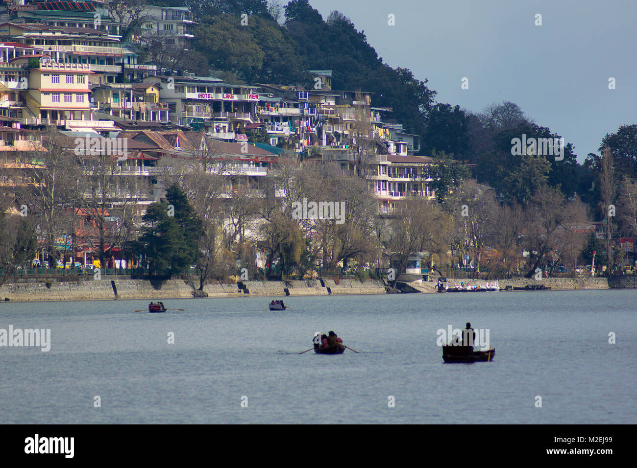 A natural freshwater body amidst township of Nainital in Uttarakhand ...