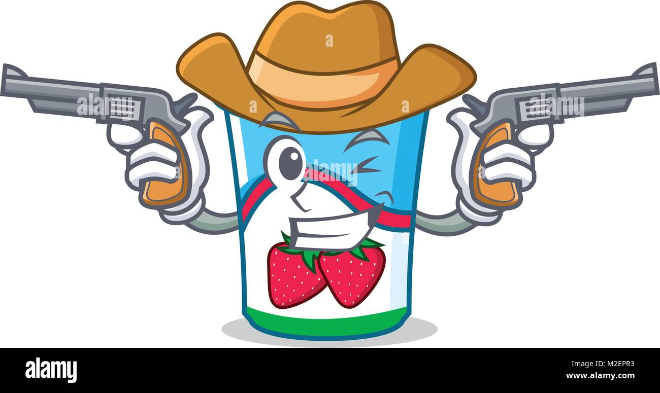 Cowboy yogurt character cartoon style Stock Vector Image & Art - Alamy