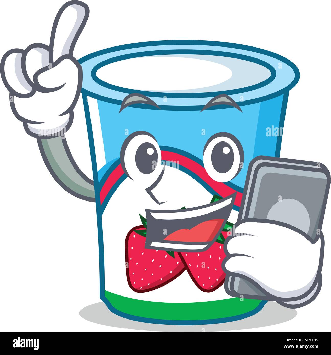 With phone yogurt character cartoon style Stock Vector Image & Art - Alamy