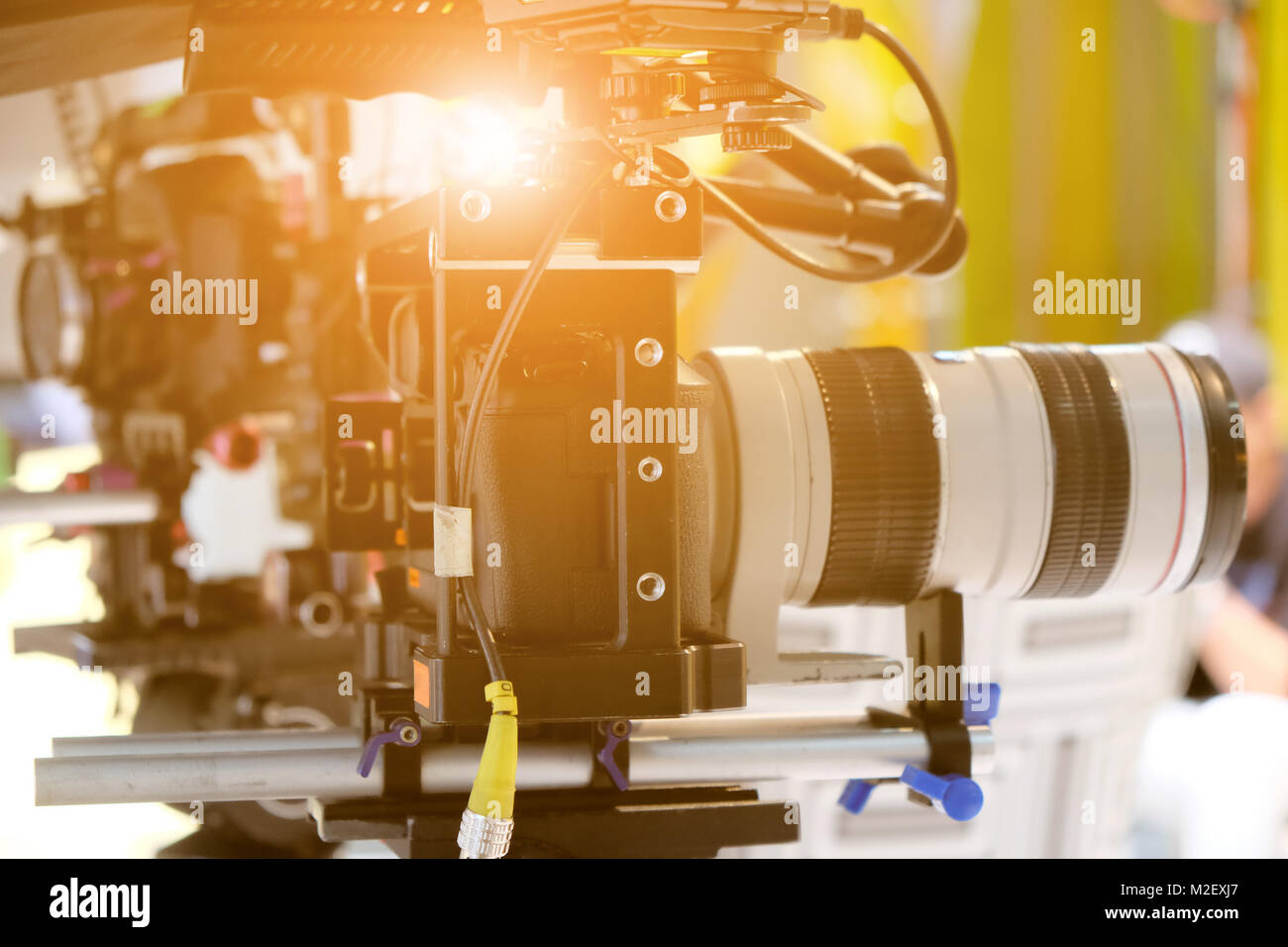 detail of professional camera equipment, film production studio Stock ...