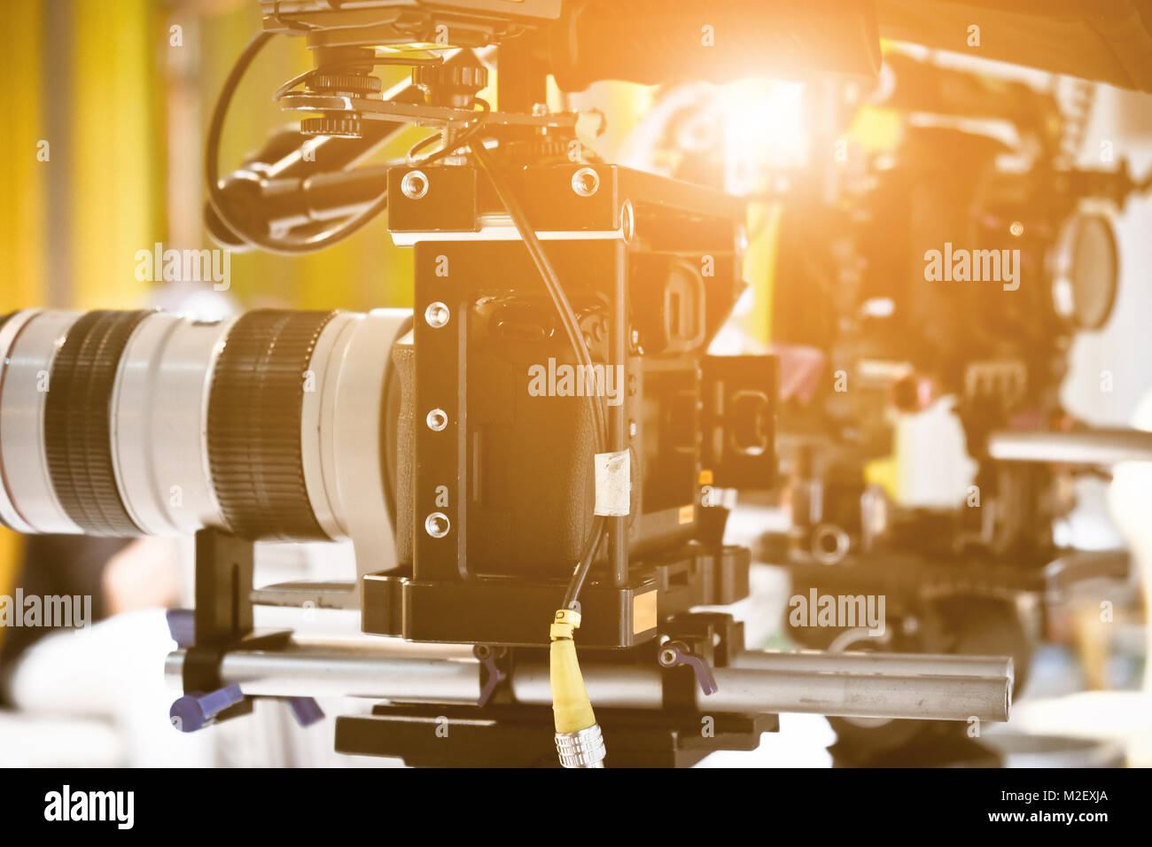 detail of professional camera equipment, film production studio Stock ...