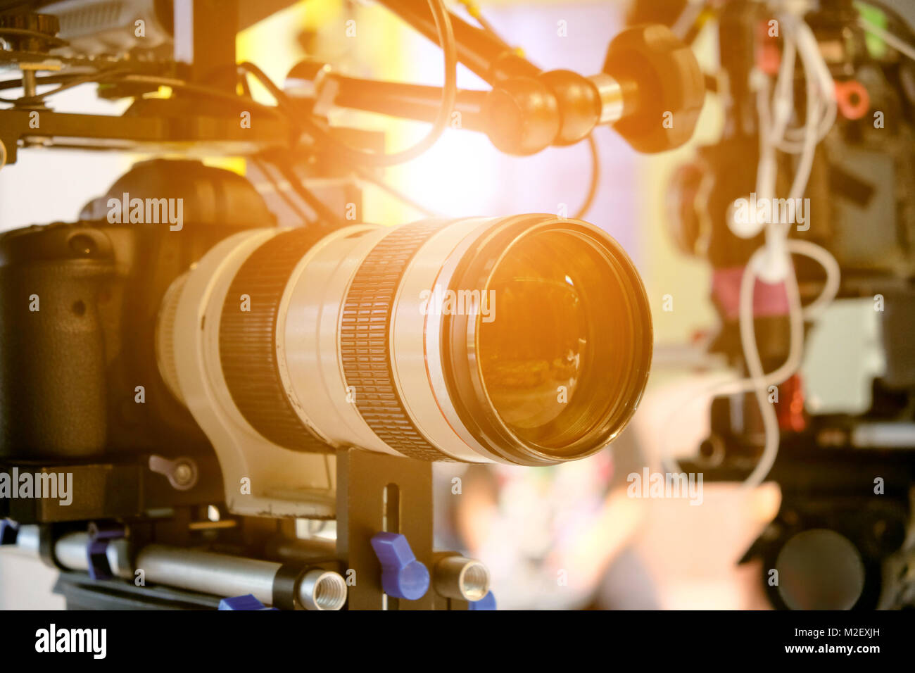 detail of professional camera equipment, film production studio Stock ...