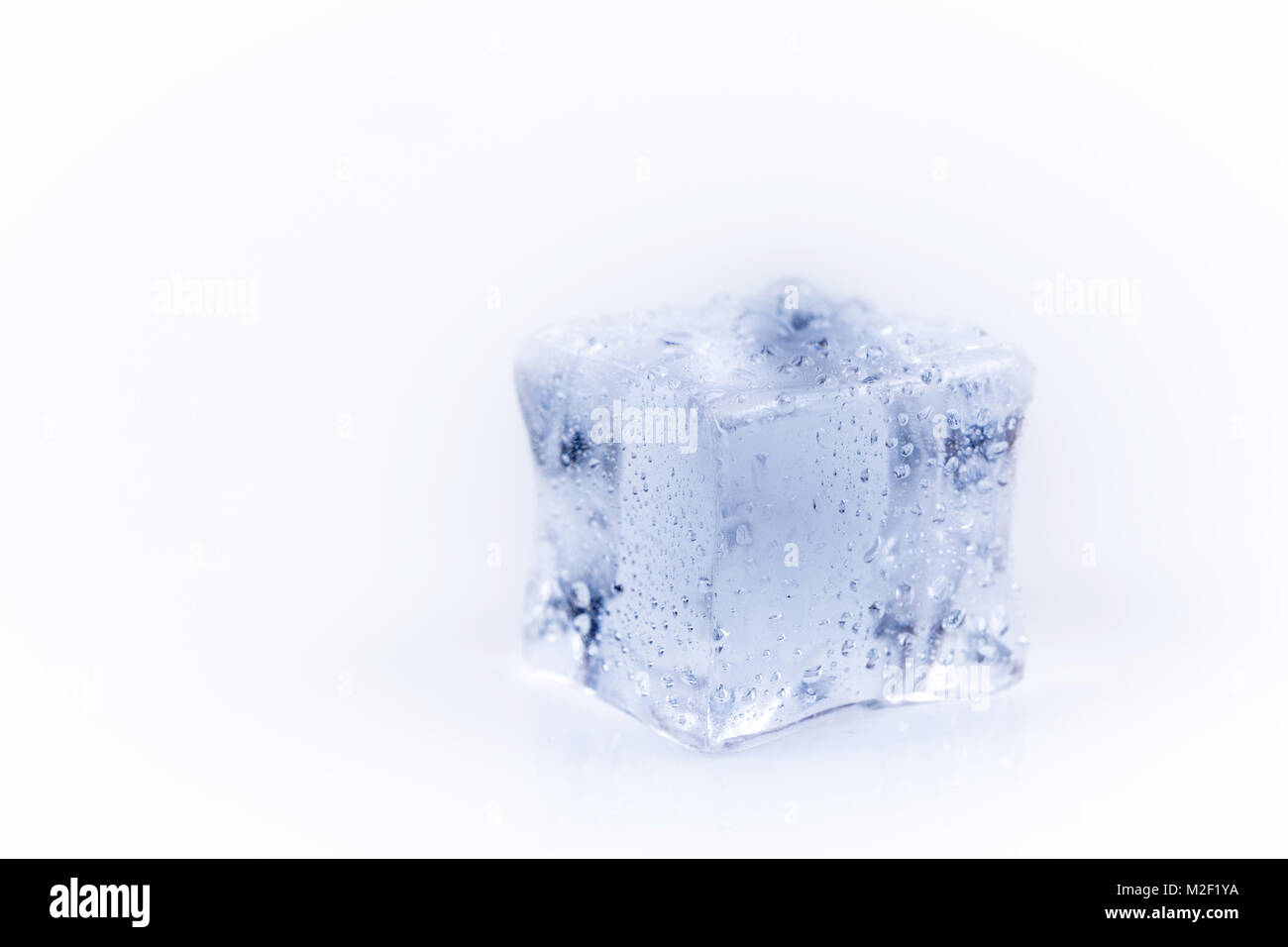 Single ice cube on white reflection background Stock Photo - Alamy