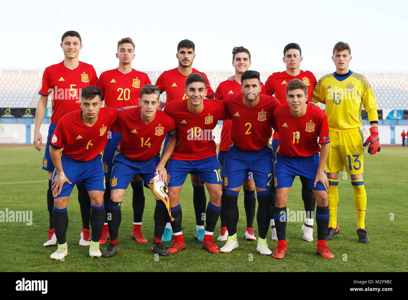 Maspaloms, Spain. 30th Jan, 2018. Under-19 Spain team group line-up ...