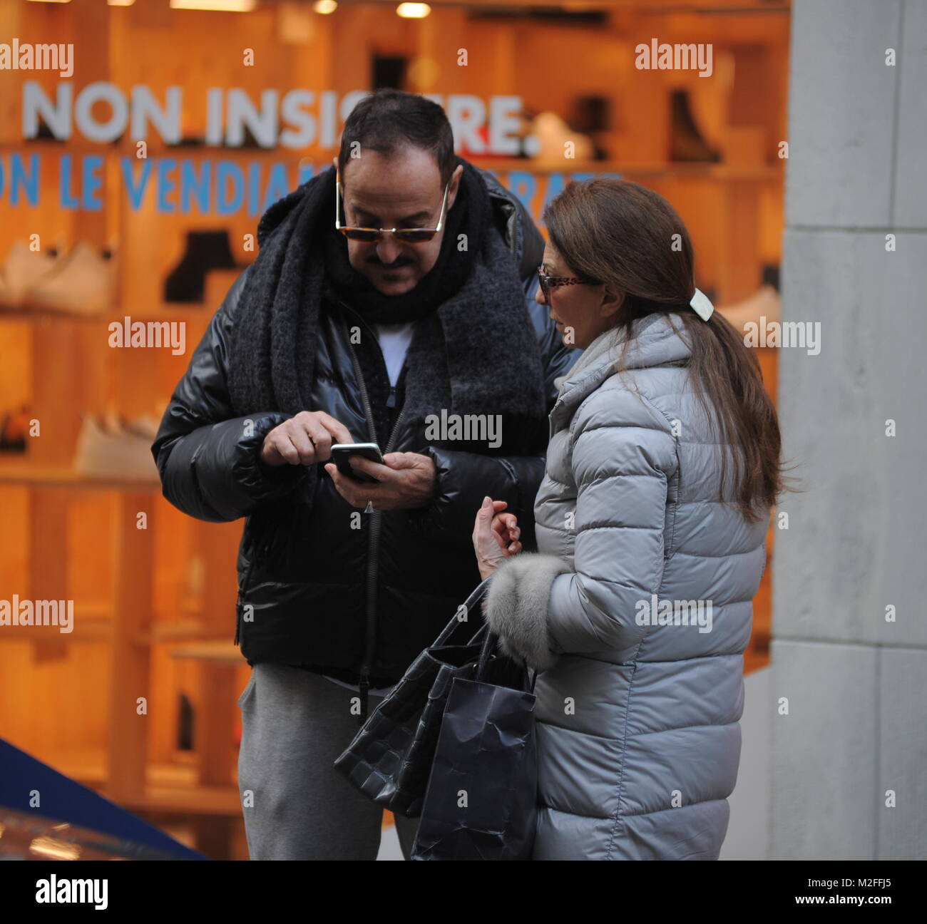 Milan, Massimo Lopez walking downtown Massimo Lopez arrives downtown ...