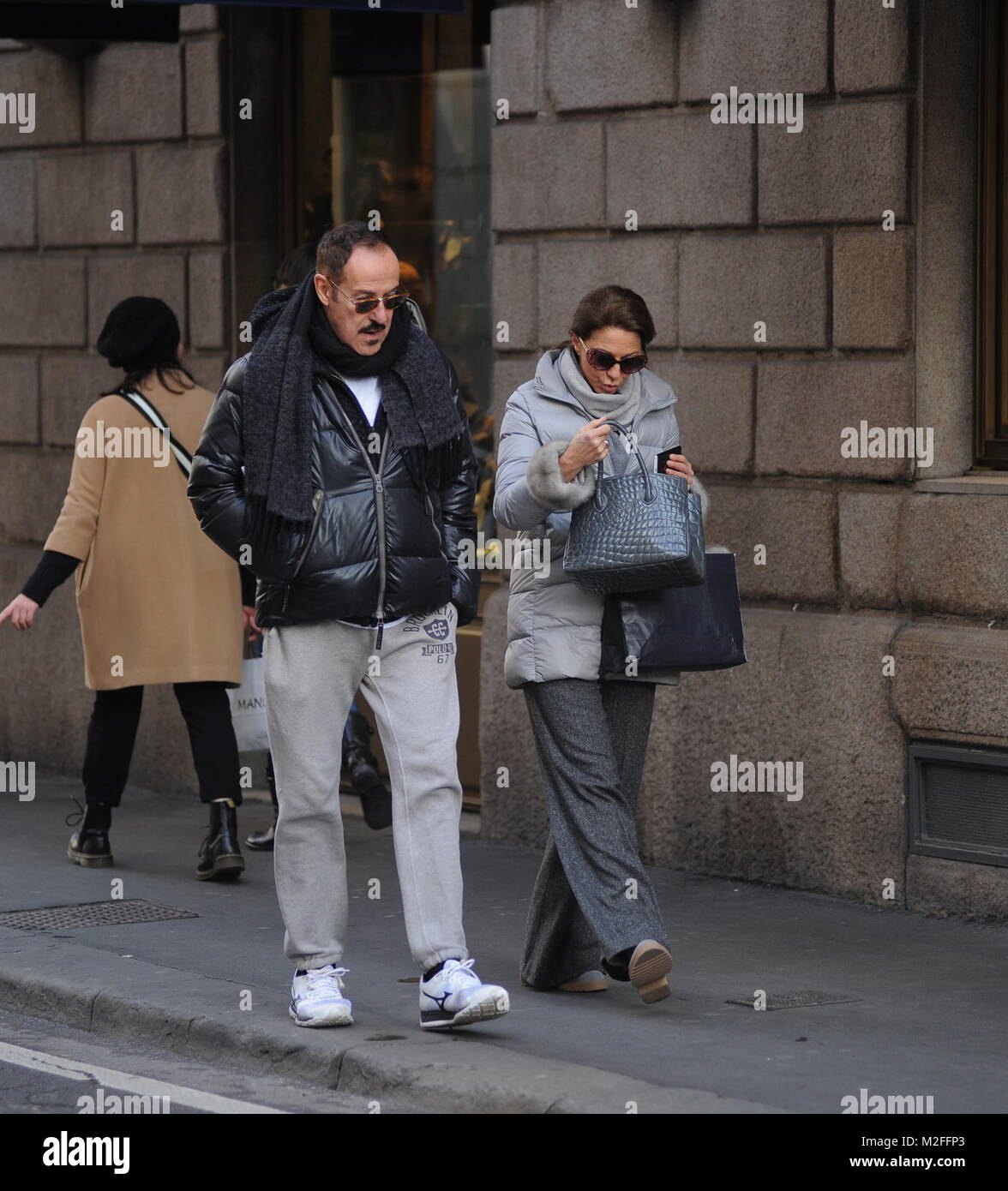 Milan, Massimo Lopez walking downtown Massimo Lopez arrives downtown ...