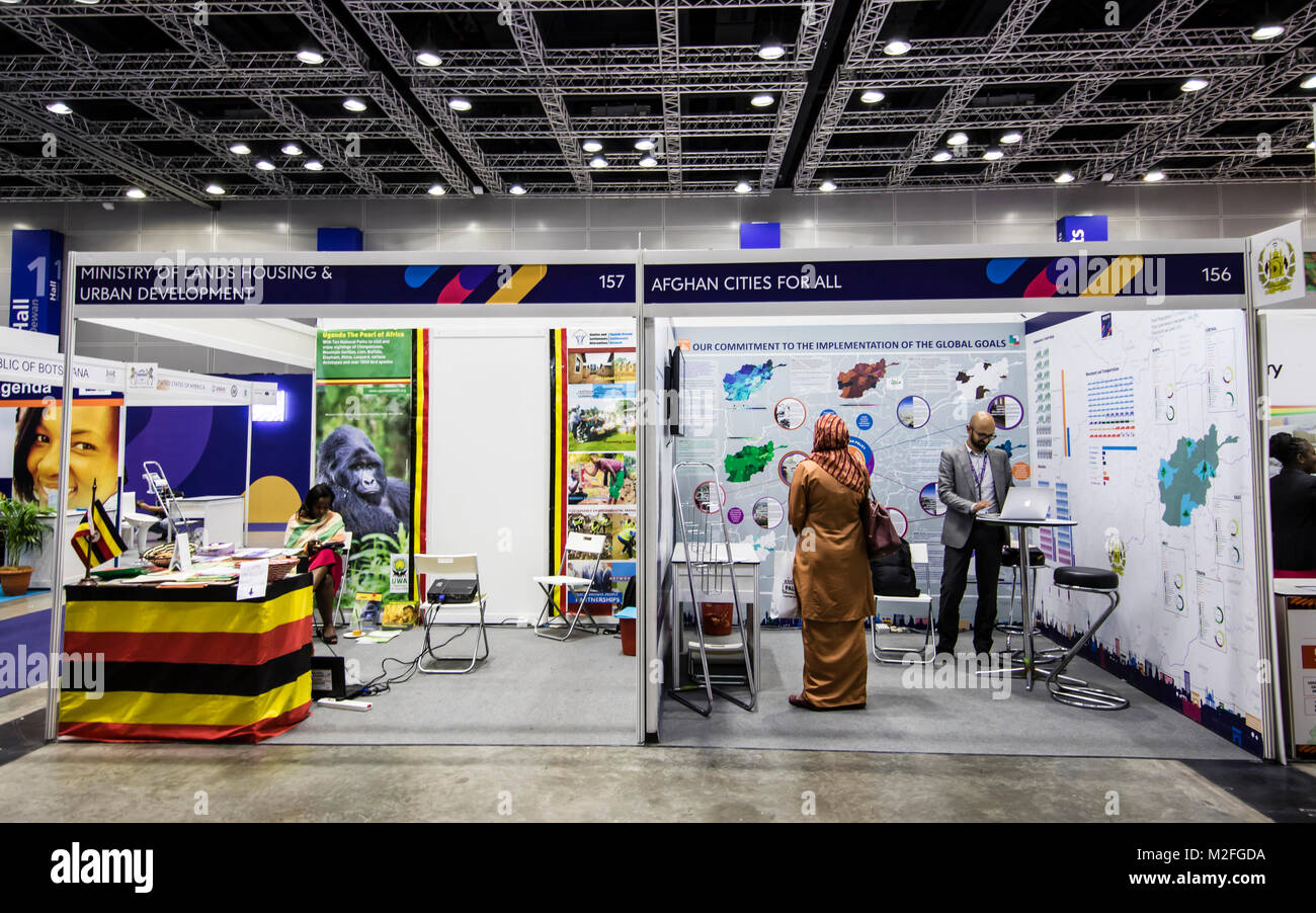 Kuala Lumpur, Malaysia. 7th Feb, 2018. Exhibitors booth at 2018 World ...