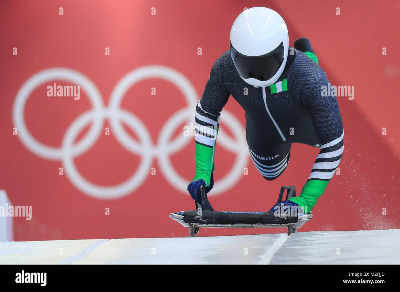 South Korea. 08th Feb, 2018. Nigerian skeleton slider A Nigerian ...