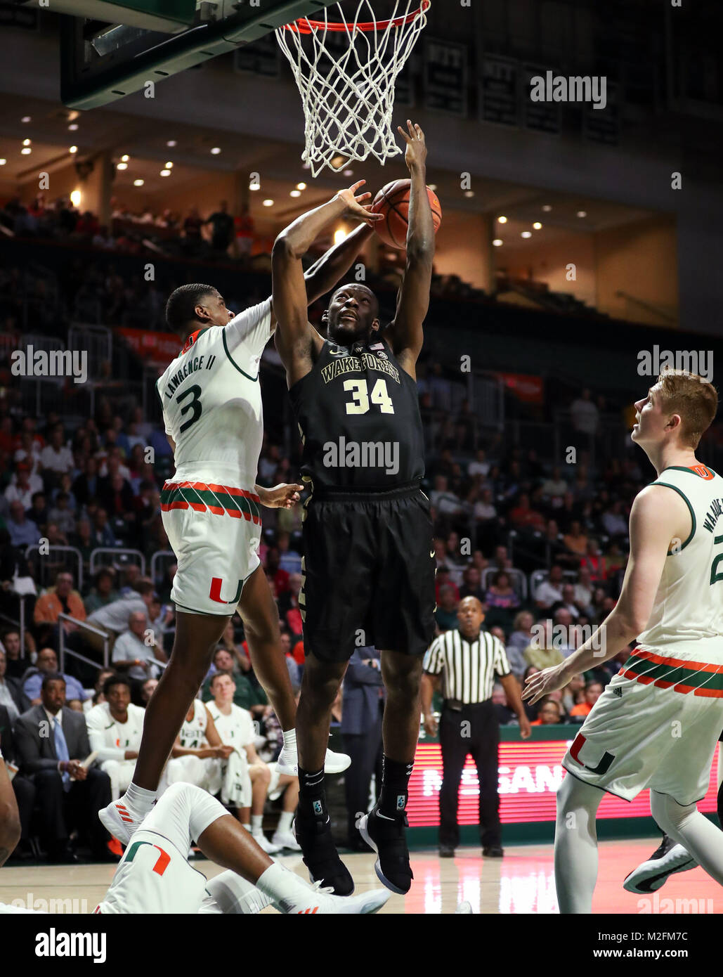 Coral Gables, Florida, USA. 07th Feb, 2018. Wake Forest Demon Deacons ...