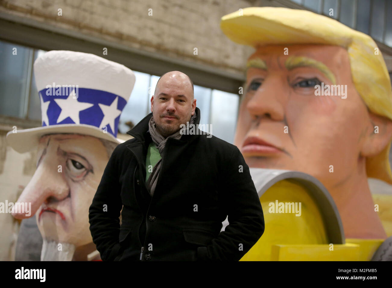 Cologne, Germany. 2nd Feb, 2018. Designer of the Trump-themed carnival ...