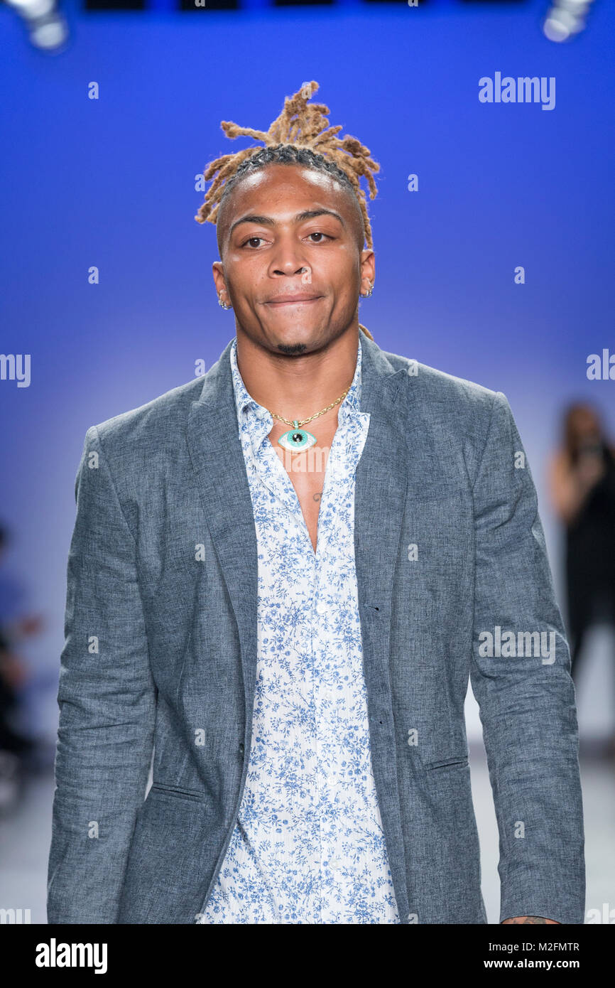 New York, NY - February 7, 2018: Buster Skrine wearing jacket by John ...