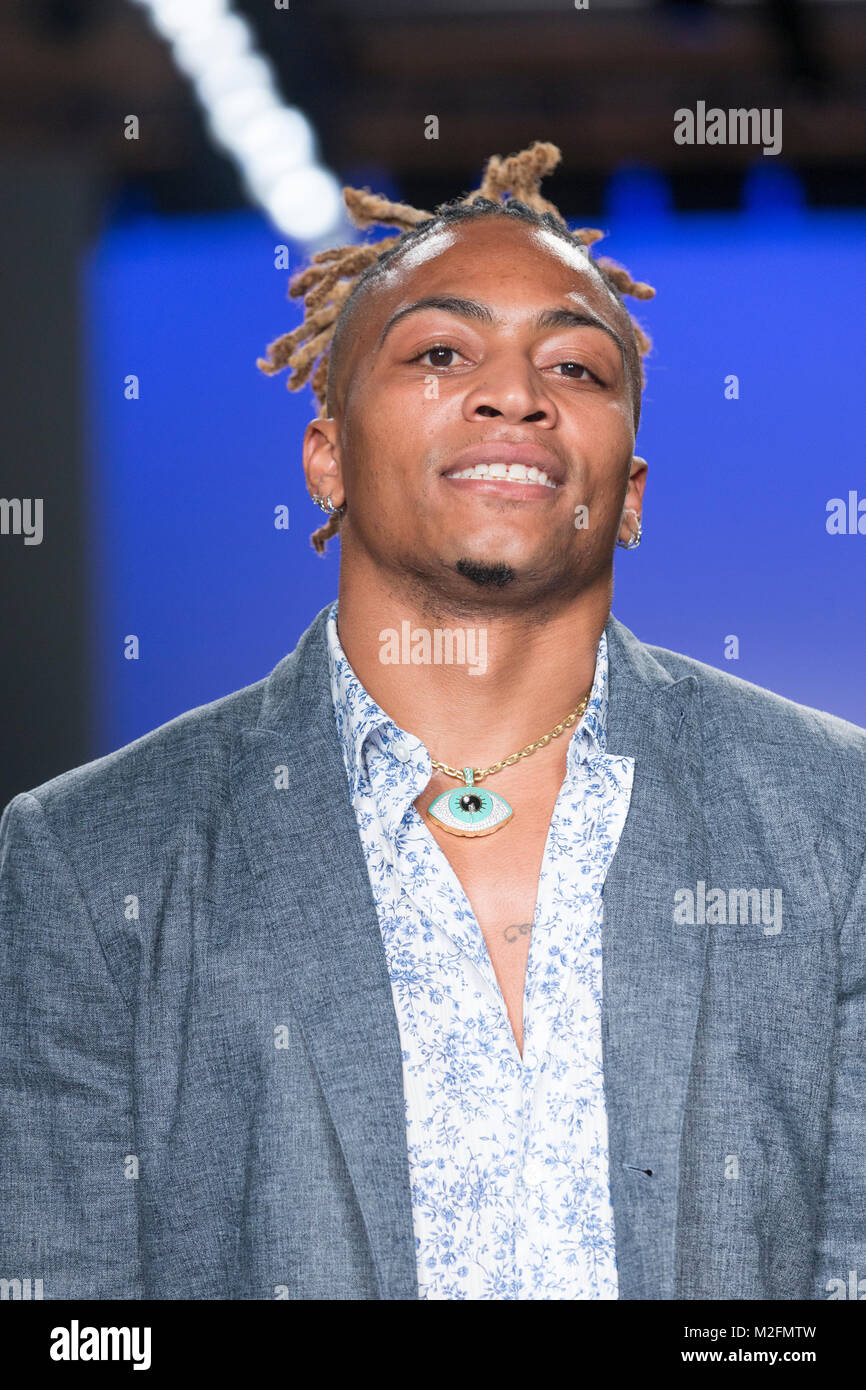 New York, NY - February 7, 2018: Buster Skrine wearing jacket by John ...